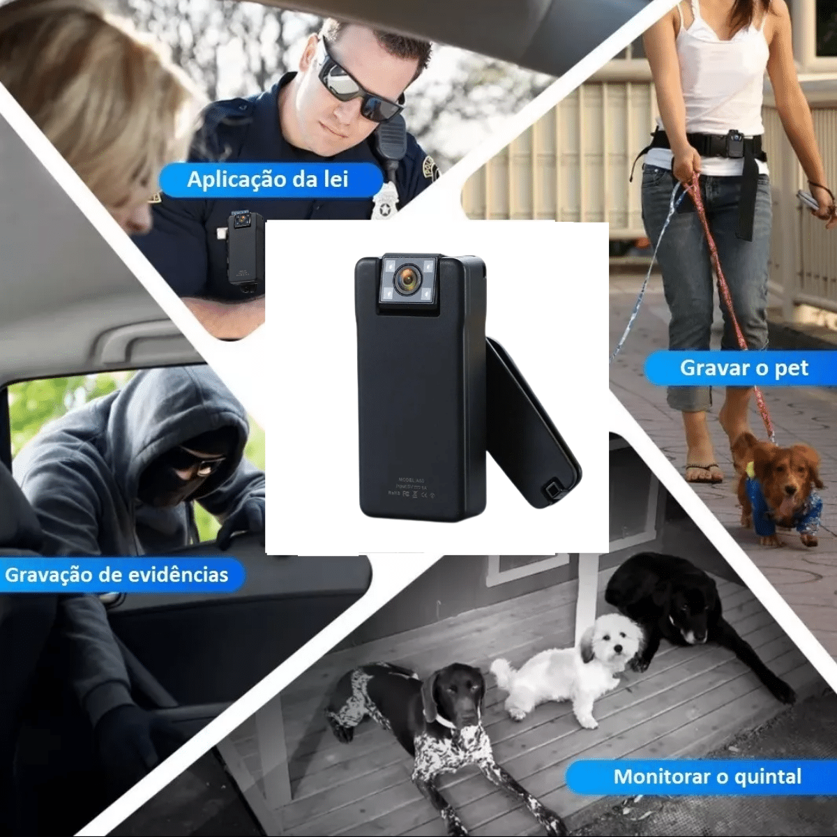 Câmera Policial A50 - Body Cam Corporal - Mike Shop